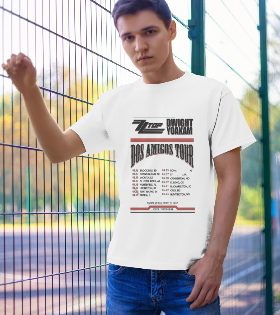 ZZ Top Dwight Yoakam Dos Amigos Tour 2026 Dates And Locations T-Shirt