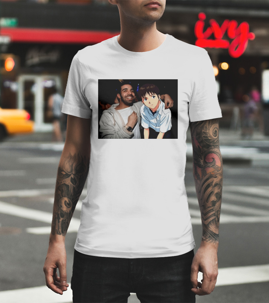 Drake With Shinji Ikari From Evangelion Anime T-Shirt
