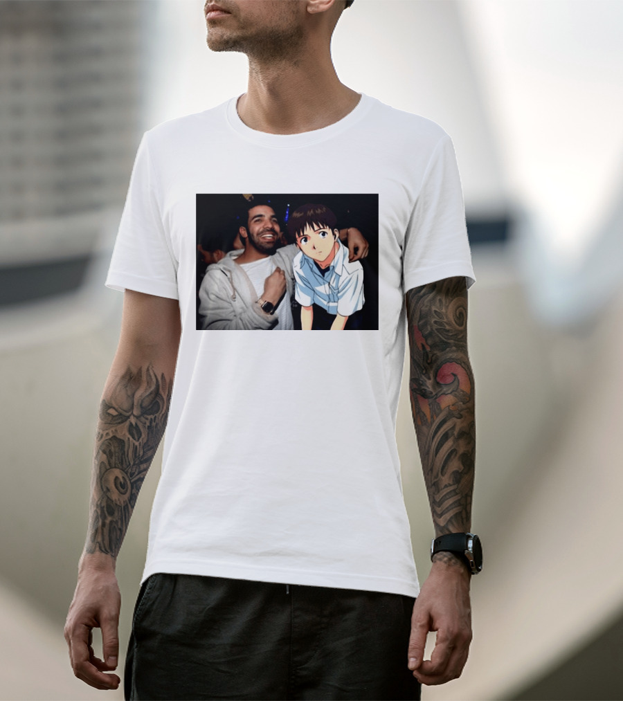 Drake With Shinji Ikari From Evangelion Anime T-Shirt