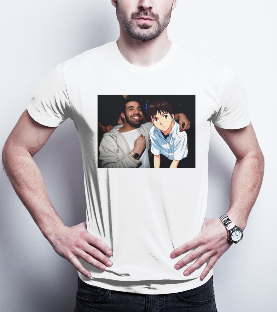 Drake With Shinji Ikari From Evangelion Anime T-Shirt