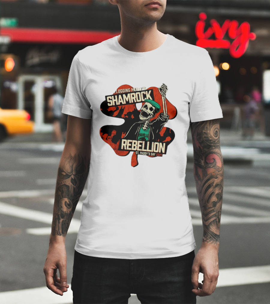 Flogging Molly Shamrock Rebellion St. Paddy's Day 2024 Skeleton T-Shirt