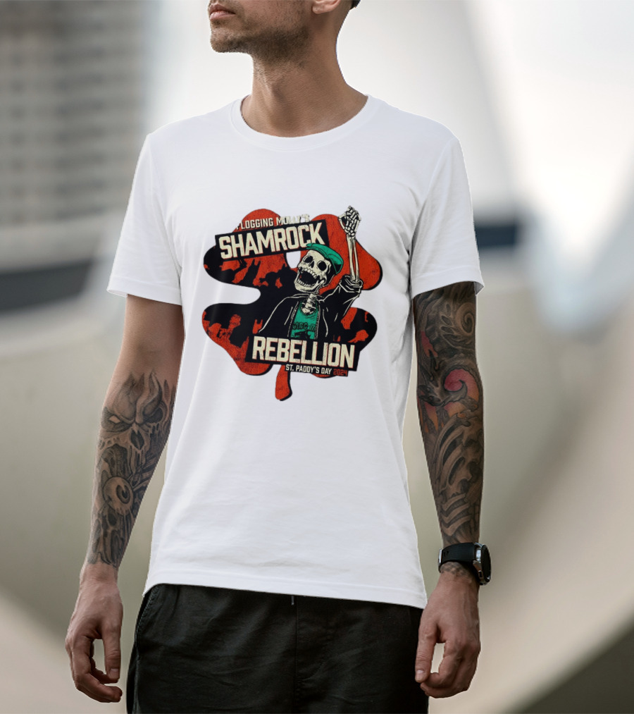 Flogging Molly Shamrock Rebellion St. Paddy's Day 2024 Skeleton T-Shirt