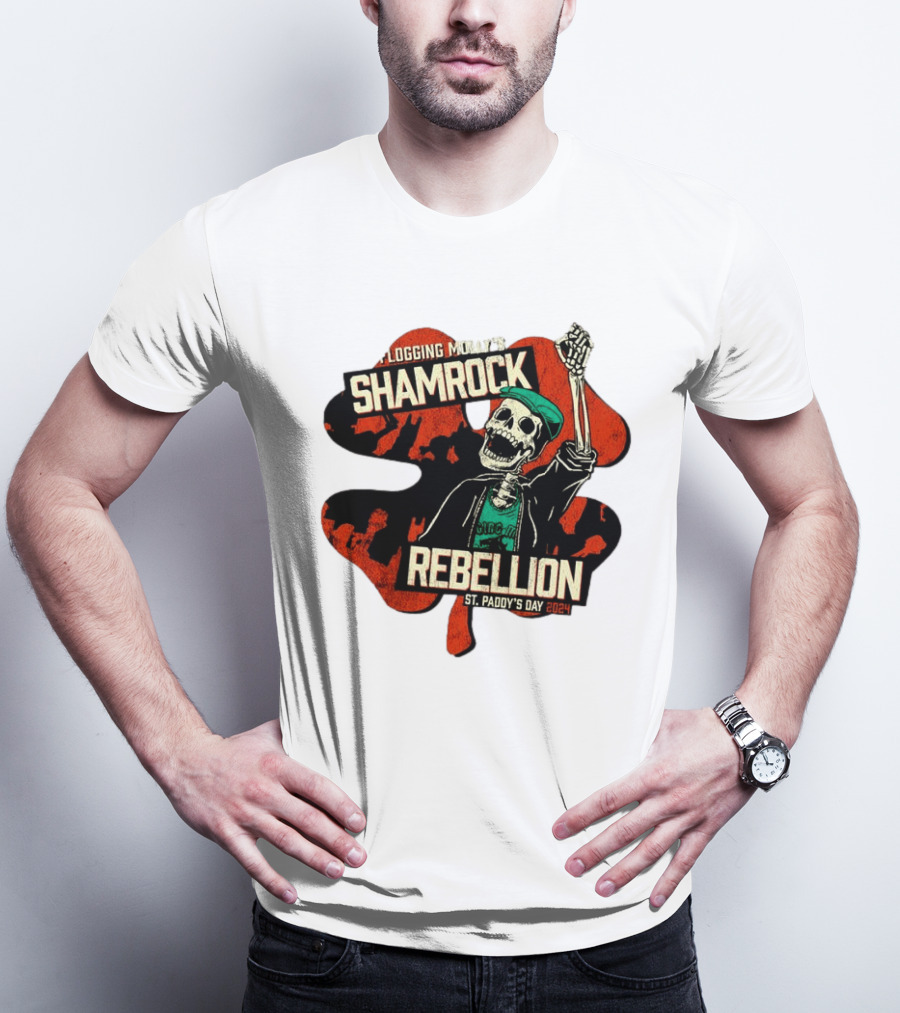 Flogging Molly Shamrock Rebellion St. Paddy's Day 2024 Skeleton T-Shirt