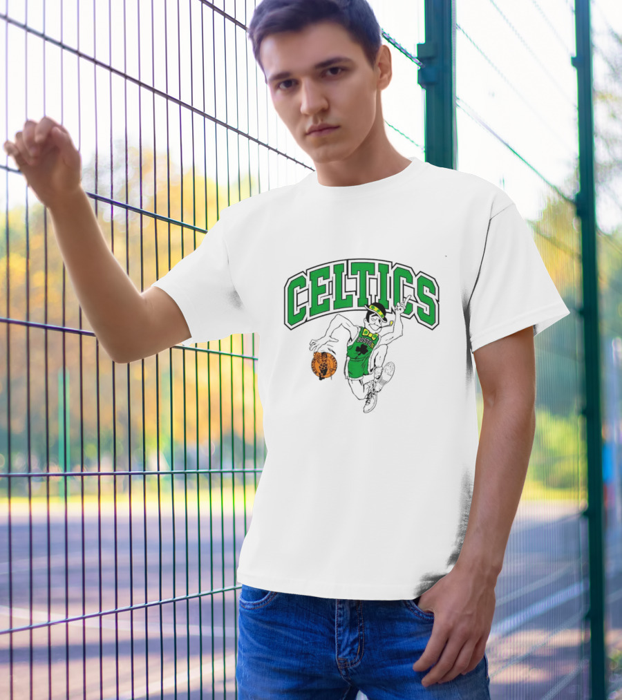 Boston Celtics Leprechaun Dancing Basketball St Patrick's Day Celebration T-Shirt