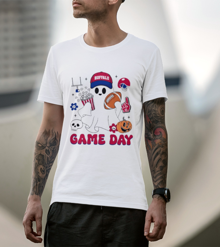 Buffalo Game Day Ghost Halloween Football Fun T-Shirt