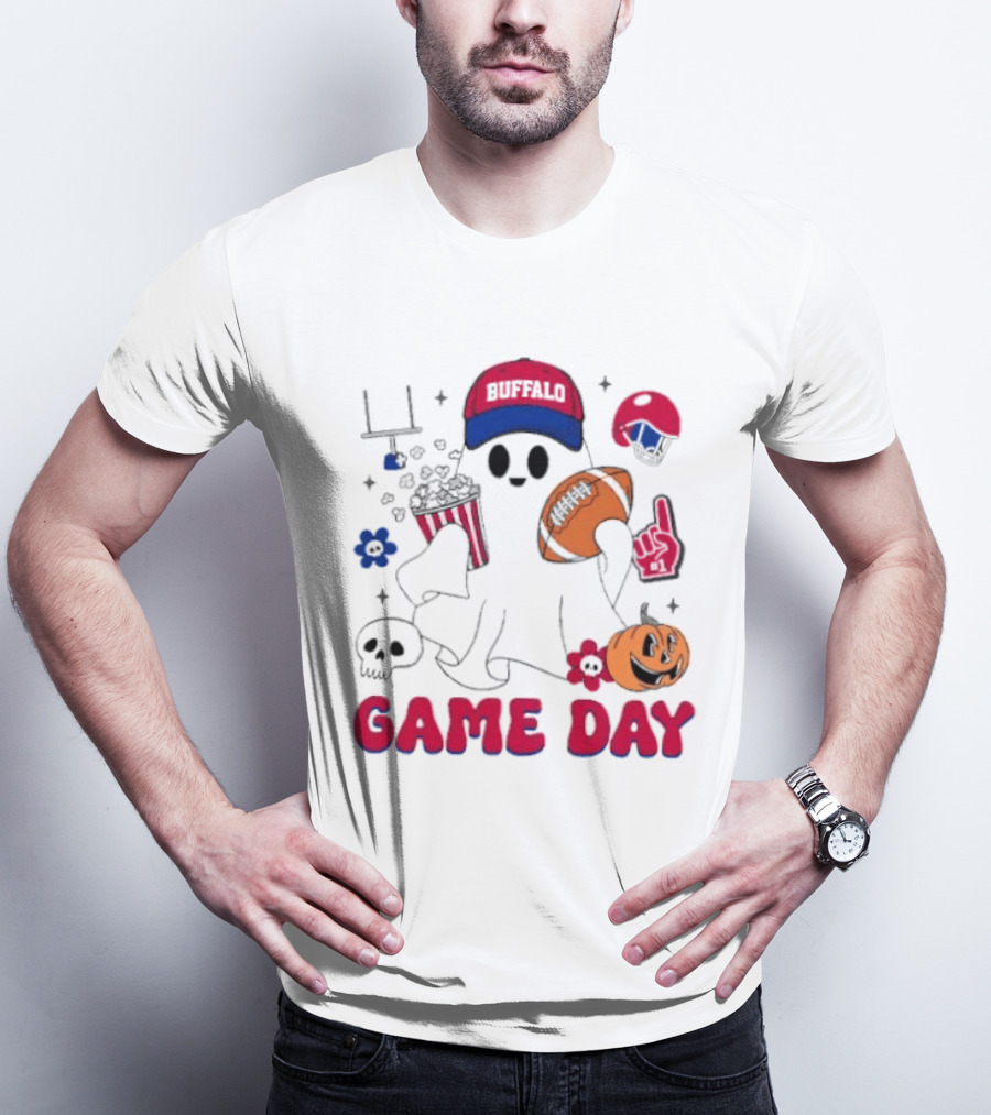 Buffalo Game Day Ghost Halloween Football Fun T-Shirt