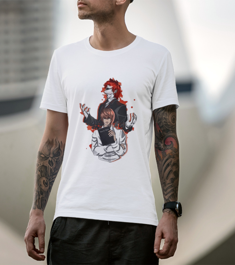Light Yagami Raito And Ryuk Holding Death Note Anime T-Shirt