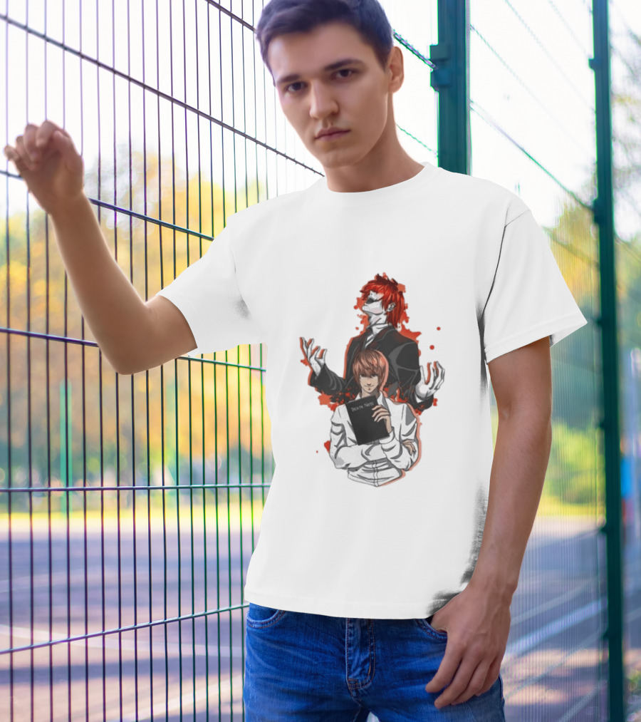 Light Yagami Raito And Ryuk Holding Death Note Anime T-Shirt