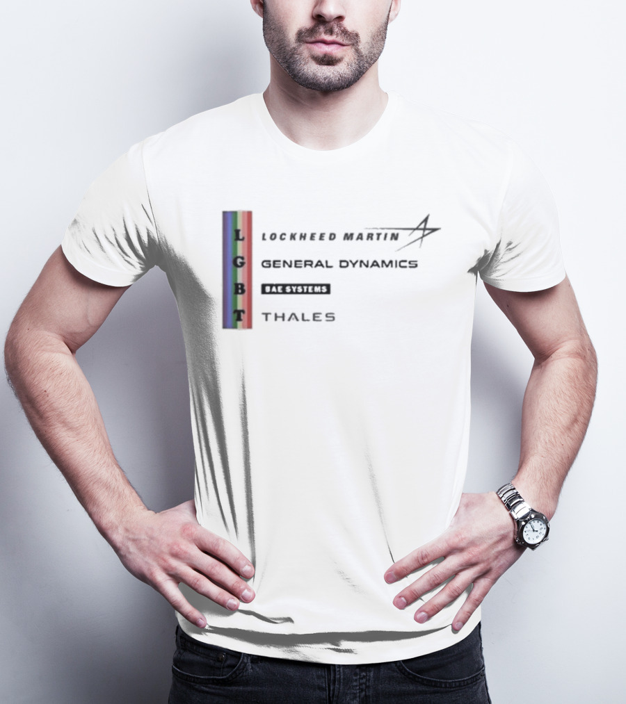 Lockheed Martin General Dynamics BAE Systems Thales LGBT Rainbow Vertical T-Shirt