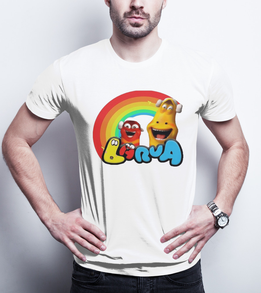 Larva Cartoon Characters With Rainbow T-Shirt