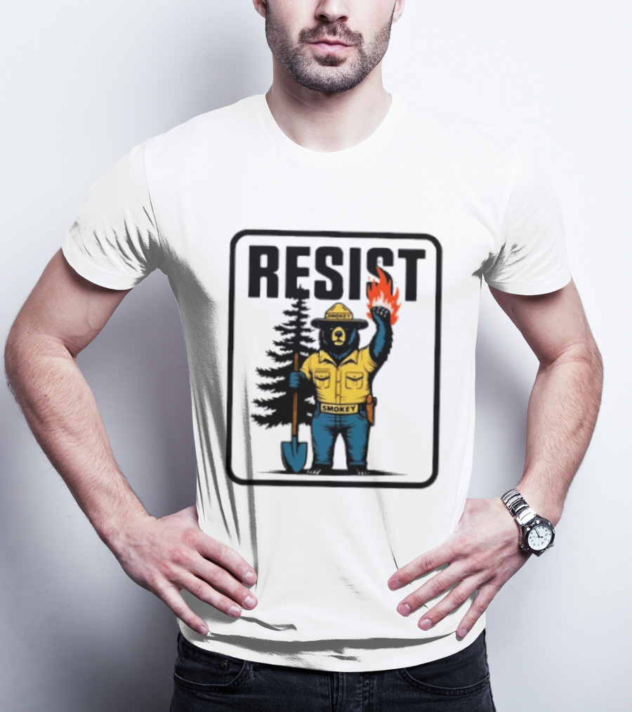 Resist Smokey Fire Prevention Bear California Forest T-Shirt