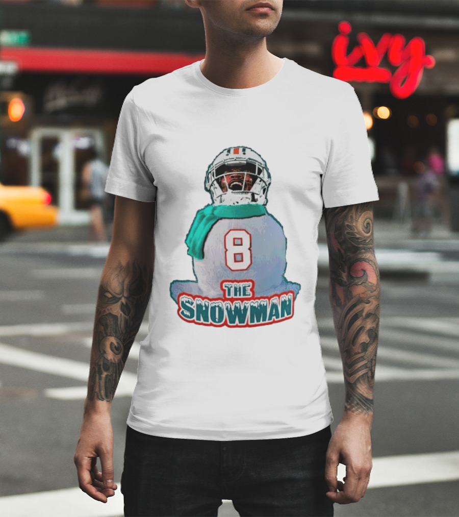 Miami Dolphins Jevon Holland 8 The Snowman Christmas T-Shirt
