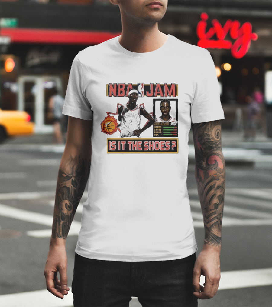 Shai Gilgeous Alexander Oklahoma City Thunder NBA Jam Is It The Shoes Homage Tri Blend T-Shirt
