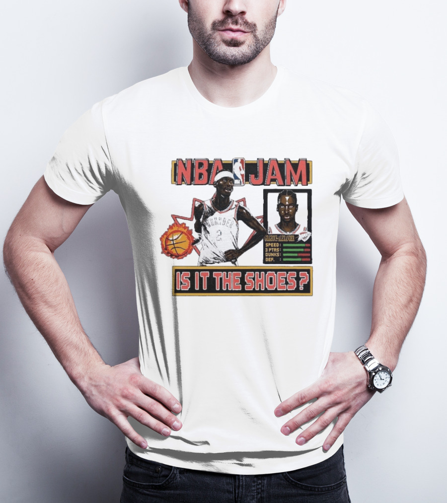 Shai Gilgeous Alexander Oklahoma City Thunder NBA Jam Is It The Shoes Homage Tri Blend T-Shirt