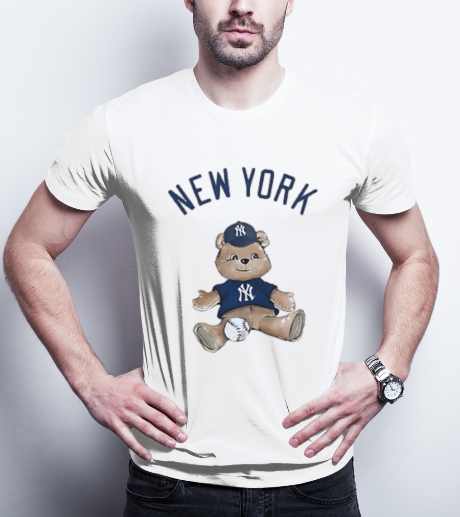 New York Yankees Teddy Bear With Baseball Cap And Baseball Youth T-Shirt