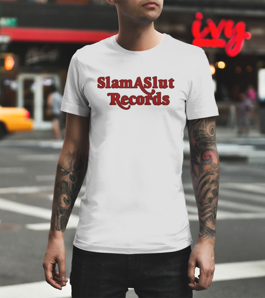SlamASlut Records Vintage Inspired Music Label T-Shirt