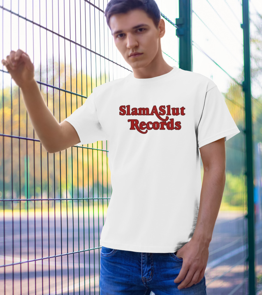 SlamASlut Records Vintage Inspired Music Label T-Shirt