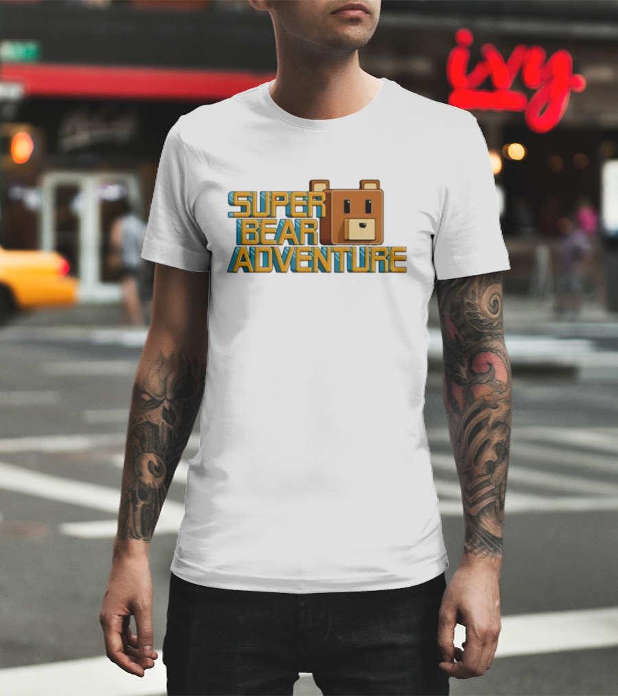 Super Bear Adventure Pixel Art Bear Face T-Shirt