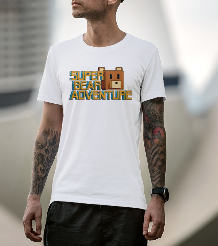 Super Bear Adventure Pixel Art Bear Face T-Shirt