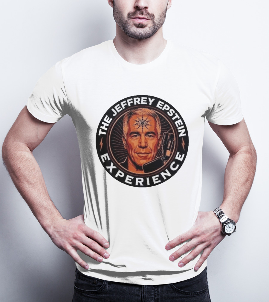 The Jeffrey Epstein Experience Meme Parody Headshot With Microphone And Psychedelic T-Shirt