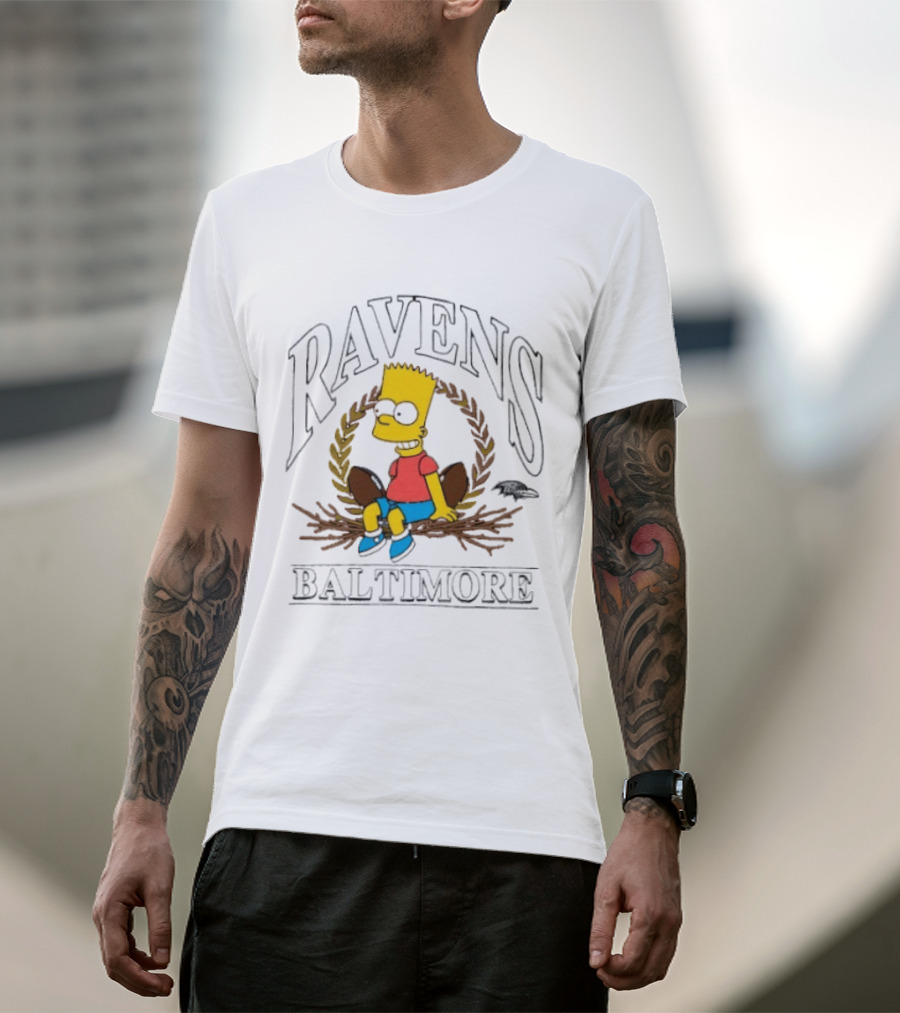 Baltimore Ravens Bart Simpson Crossover 2025 T-Shirt