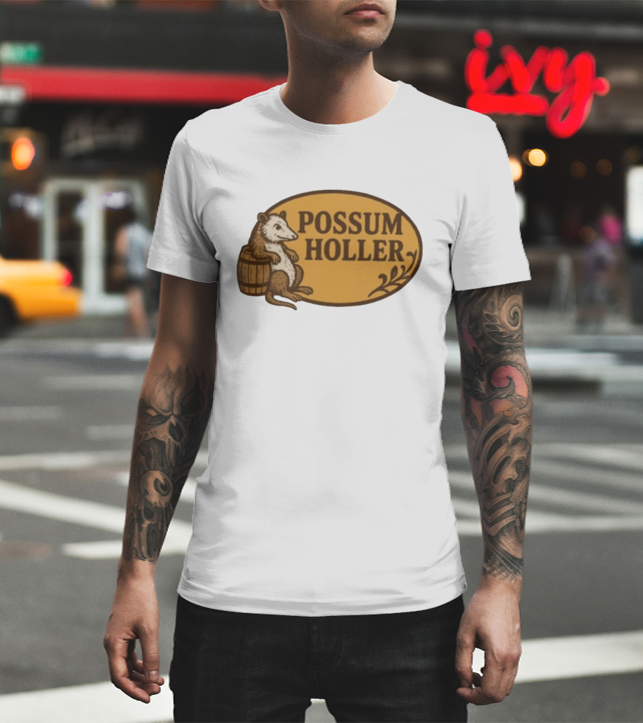 Possum Holler Rustic Opossum With Barrel T-Shirt
