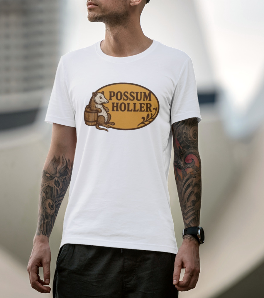 Possum Holler Rustic Opossum With Barrel T-Shirt