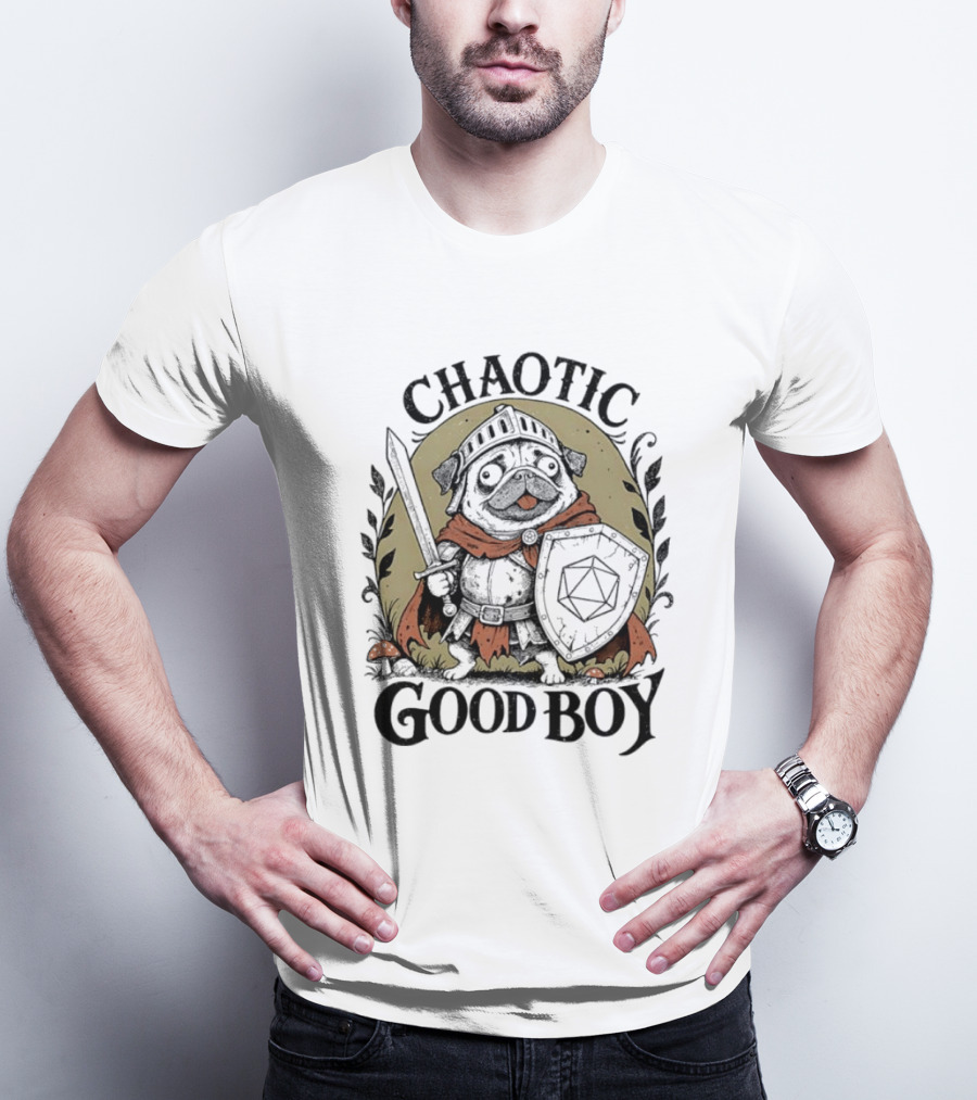Chaotic Good Boy Pug Knight Adventure Dungeons And Dragons T-Shirt