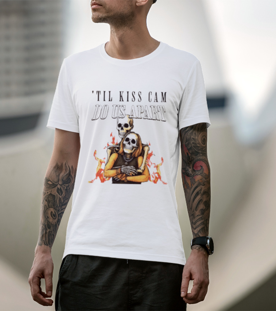 Til Kiss Cam Do Us Part Skeleton Halloween Flames T-Shirt