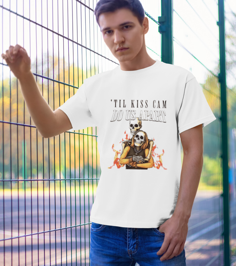 Til Kiss Cam Do Us Part Skeleton Halloween Flames T-Shirt