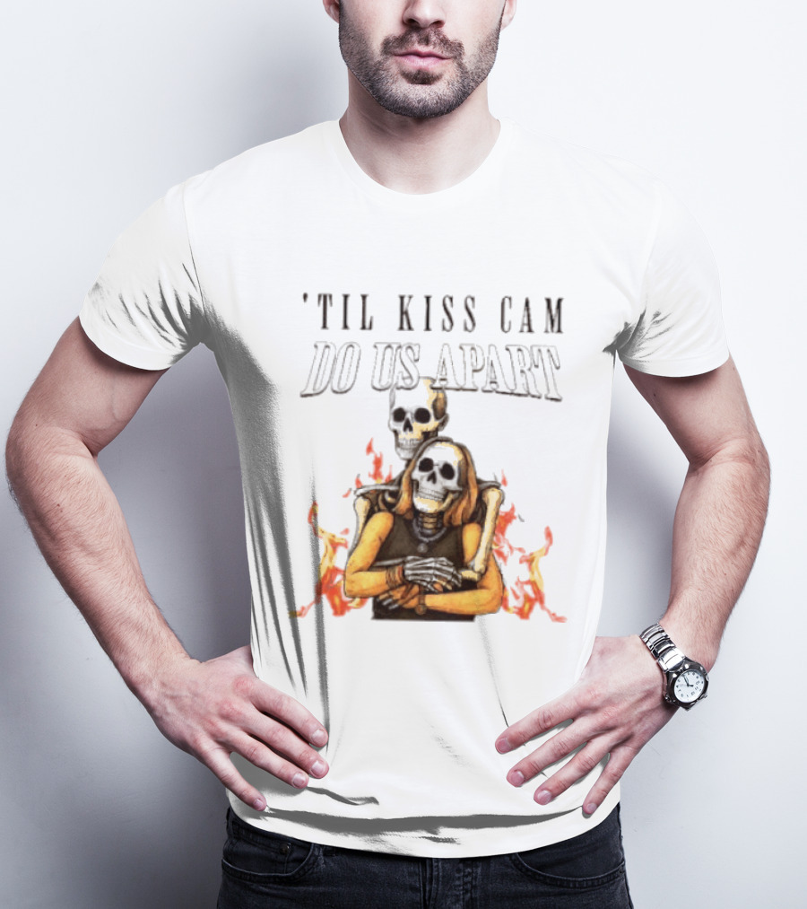 Til Kiss Cam Do Us Part Skeleton Halloween Flames T-Shirt