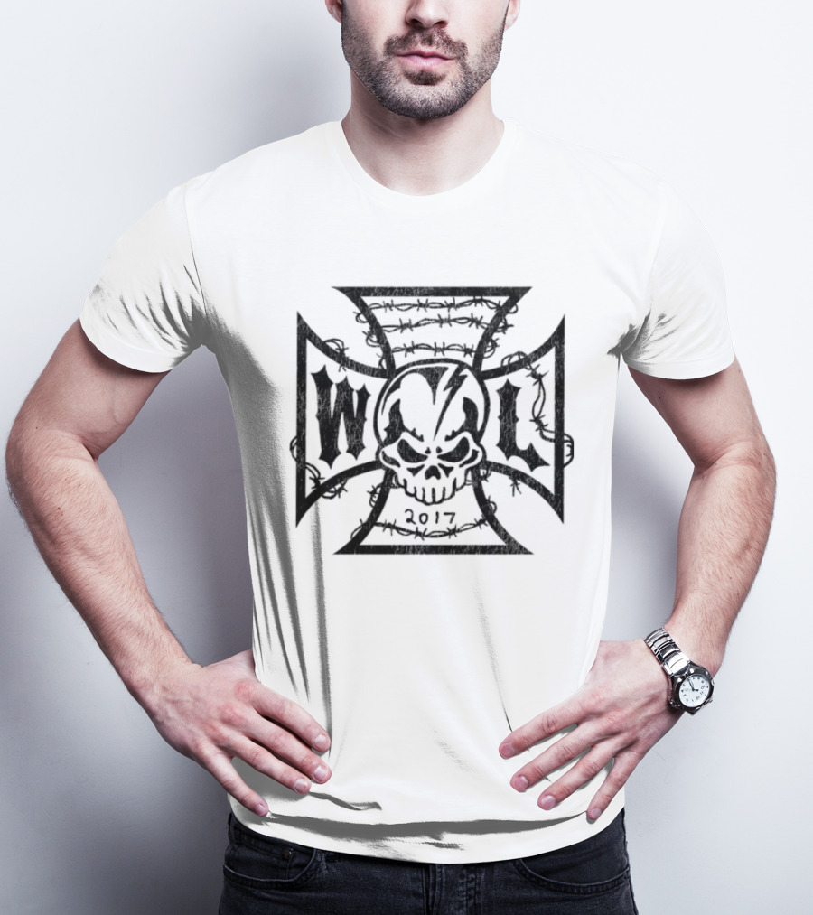 Warren Lotas Iron Cross Skull W L 2017 White T-Shirt