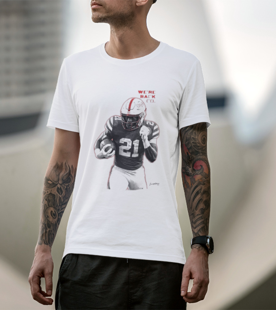 We're Back CO EMoney Backfield Football Player Number 21 Football Helmet Illustrated T-Shirt
