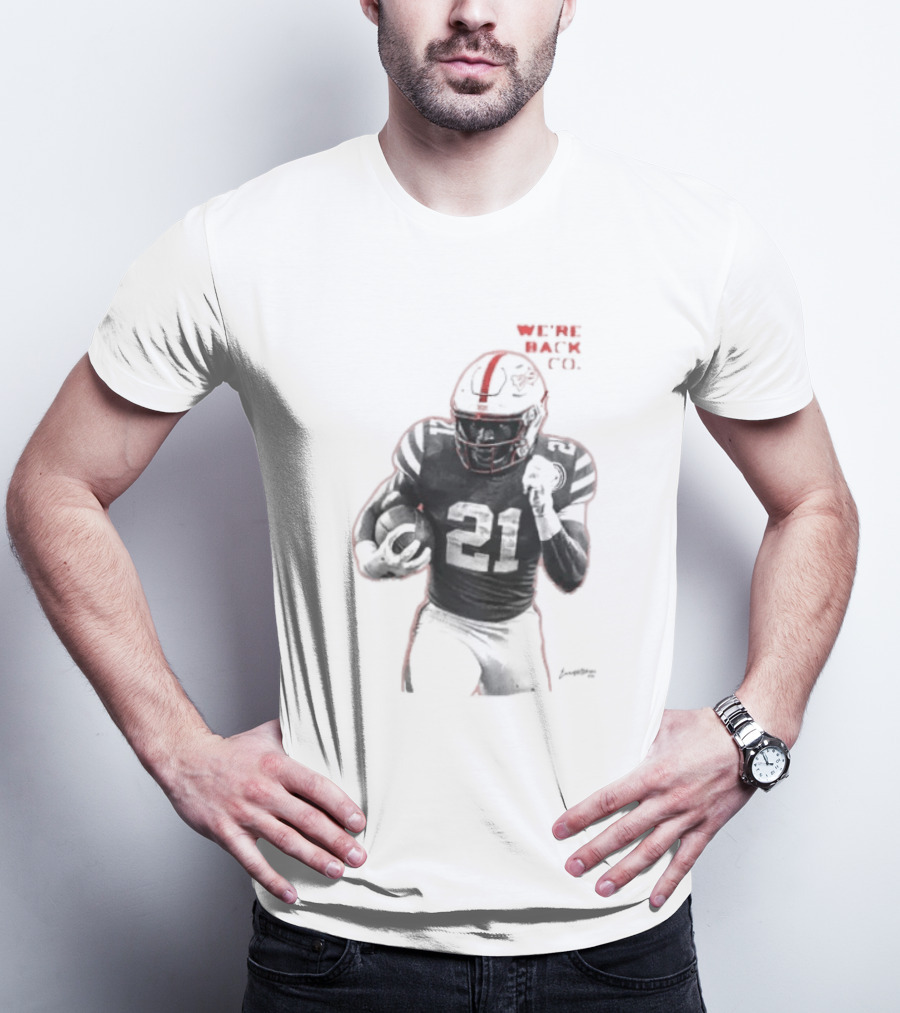 We're Back CO EMoney Backfield Football Player Number 21 Football Helmet Illustrated T-Shirt