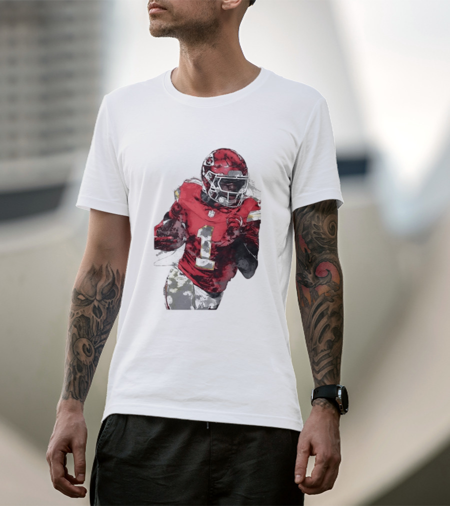 Kansas City Chiefs Xavier Worthy Football Player Number One T-Shirt