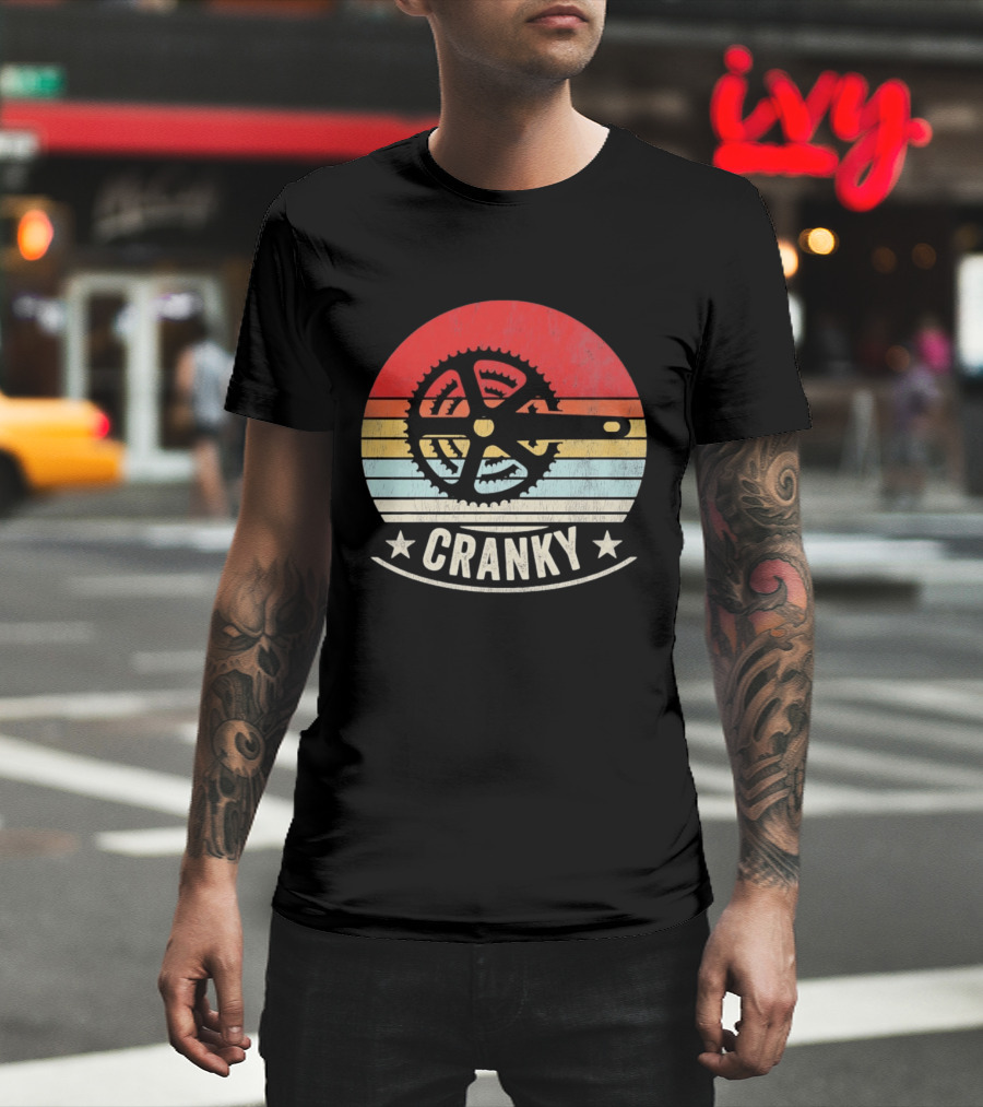 Cranky Sunset Bike Crank Retro Vintage Cycling T-Shirt