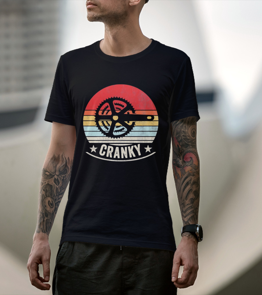 Cranky Sunset Bike Crank Retro Vintage Cycling T-Shirt