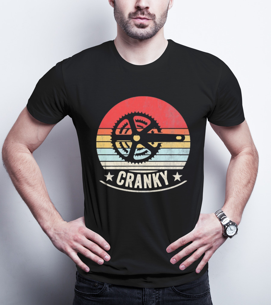 Cranky Sunset Bike Crank Retro Vintage Cycling T-Shirt