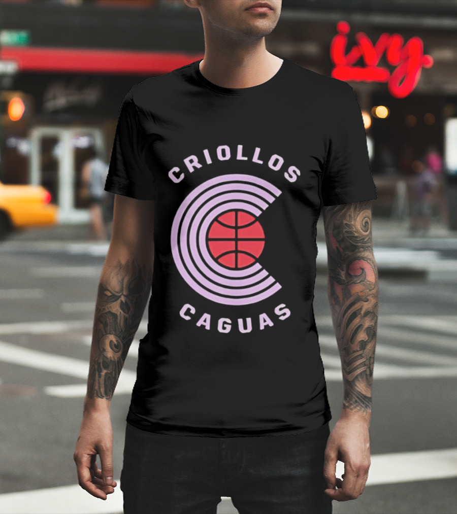 Criollos De Caguas Basketball Team Retro Style Logo Sports T-Shirt