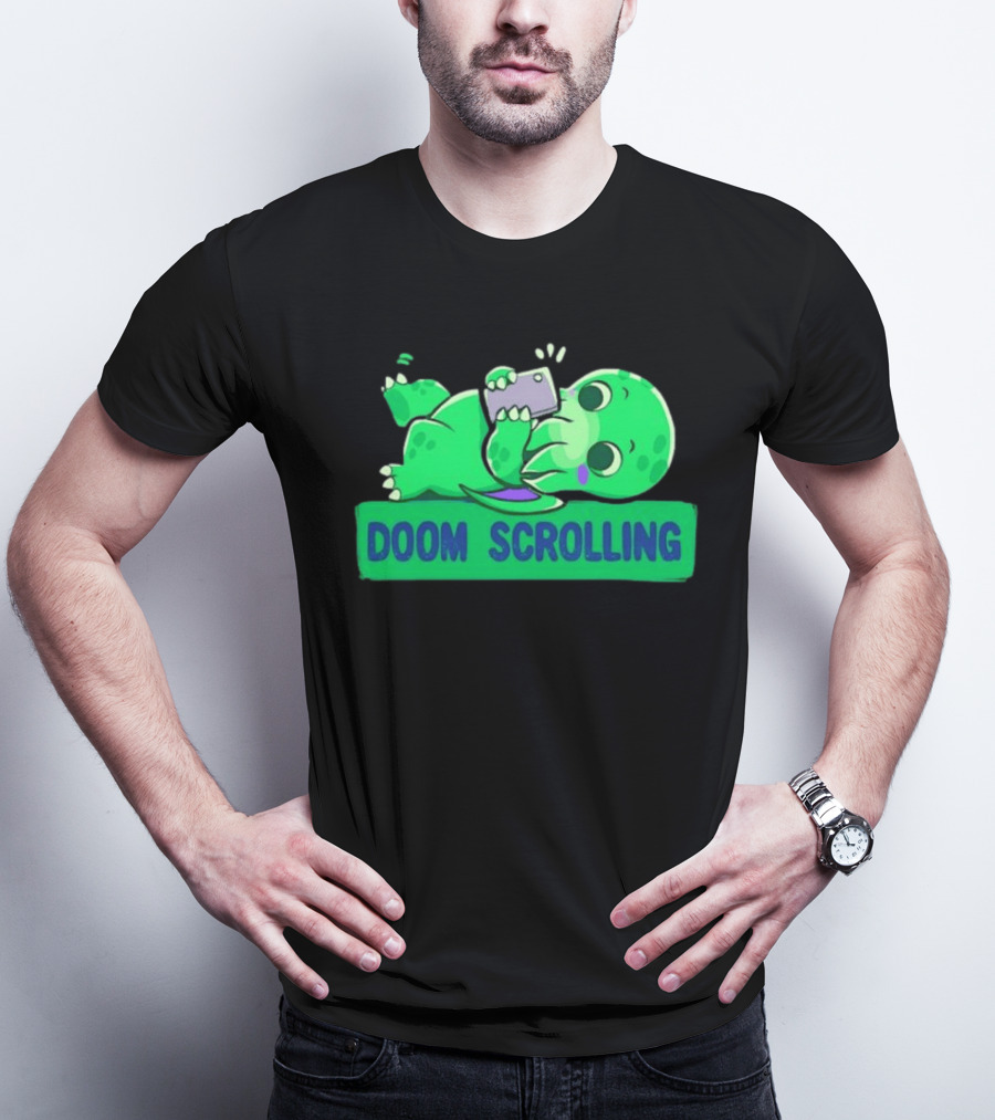 Doom Scrolling Cthulhu Lovecraft Monster With Smartphone T-Shirt