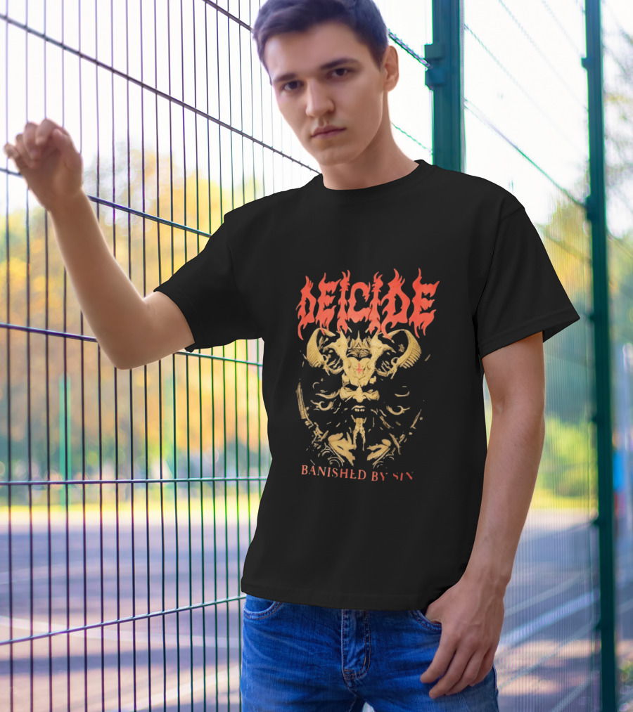 Deicide Banished By Sin Skull And Horns Death Metal T-Shirt