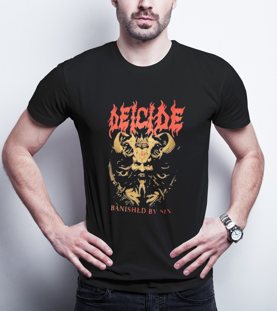 Deicide Banished By Sin Skull And Horns Death Metal T-Shirt