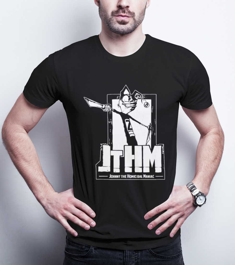 JTHM Johnny The Homicidal Maniac Distressed Black And White Comic T-Shirt