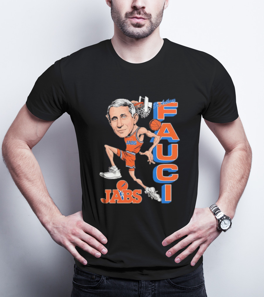 Dr Anthony Fauci Jabs Basketball Slam Dunk Caricature T-Shirt