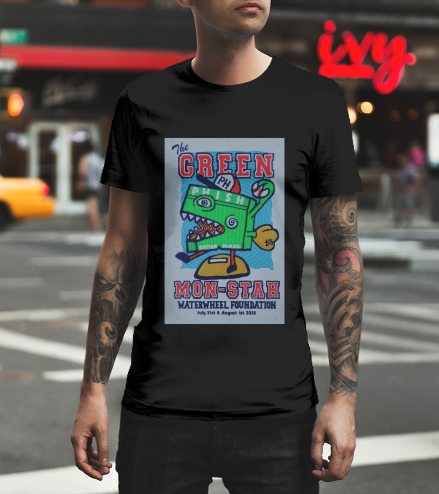 The WaterWheel Foundation The GREEN MON STAH Phish Fenway Park Boston July 31st August 1st 2026 T-Shirt