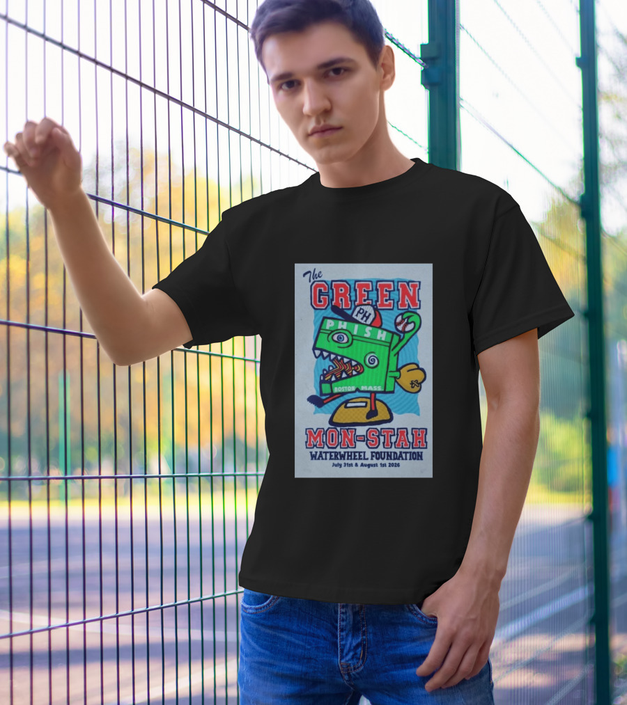 The WaterWheel Foundation The GREEN MON STAH Phish Fenway Park Boston July 31st August 1st 2026 T-Shirt