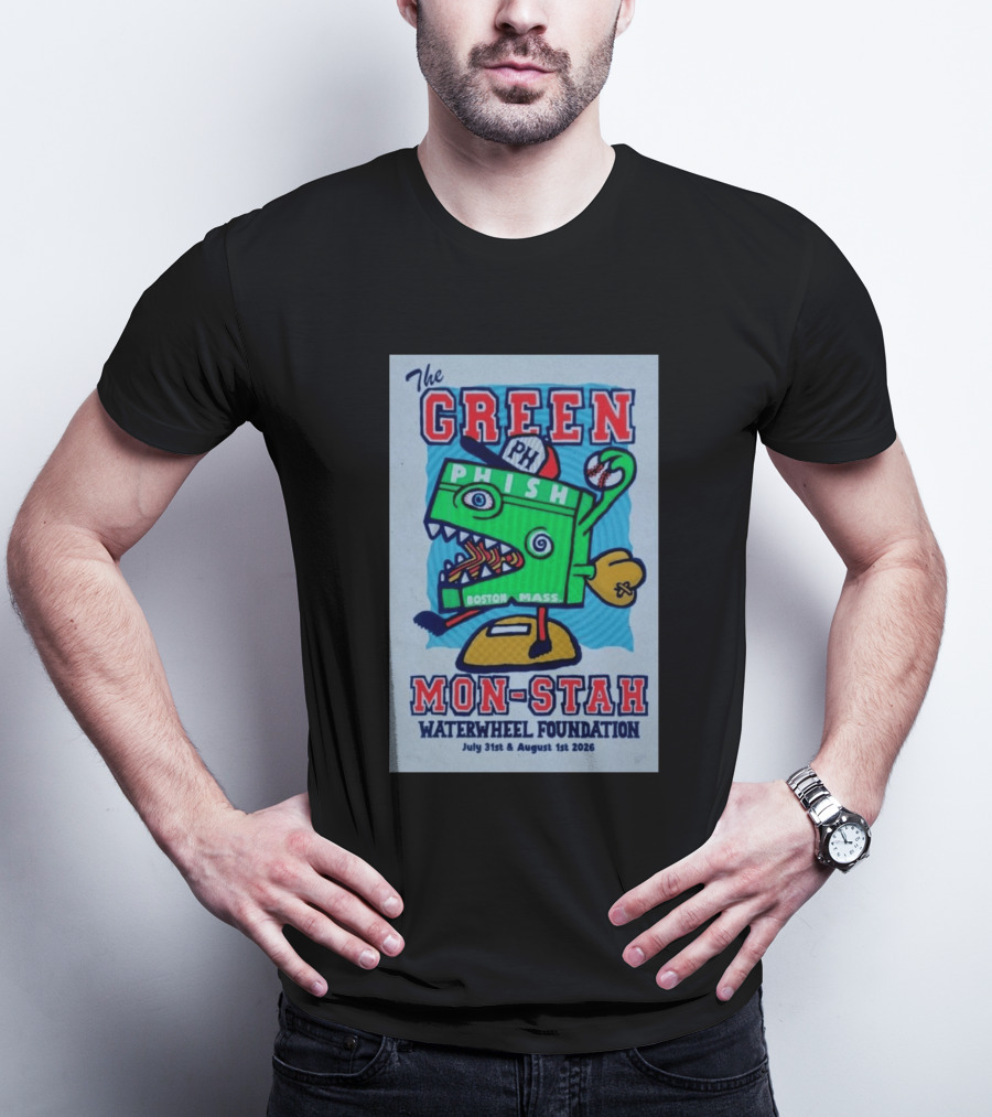The WaterWheel Foundation The GREEN MON STAH Phish Fenway Park Boston July 31st August 1st 2026 T-Shirt
