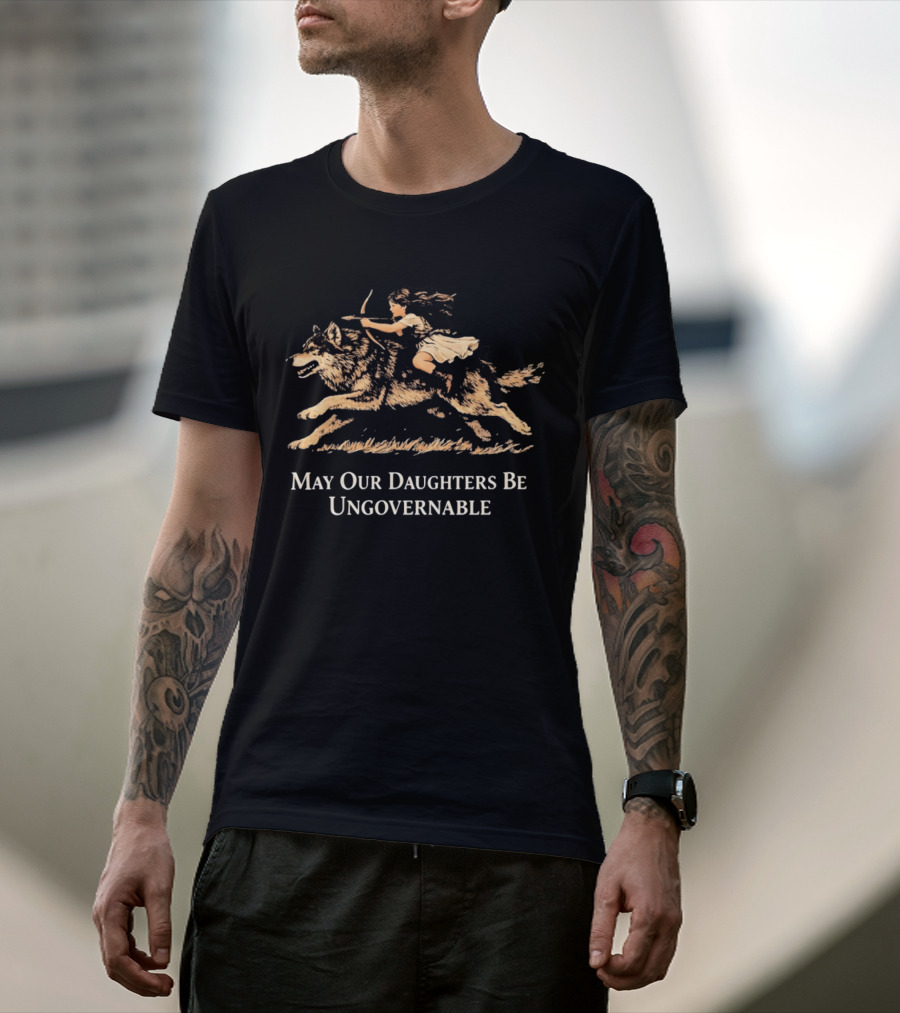 May Our Daughters Be Ungovernable Girl Riding Wolf T-Shirt