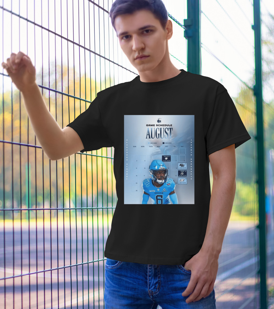 Toronto Argonauts August Game Schedule 2023 CFL Football Player Calendar T-Shirt