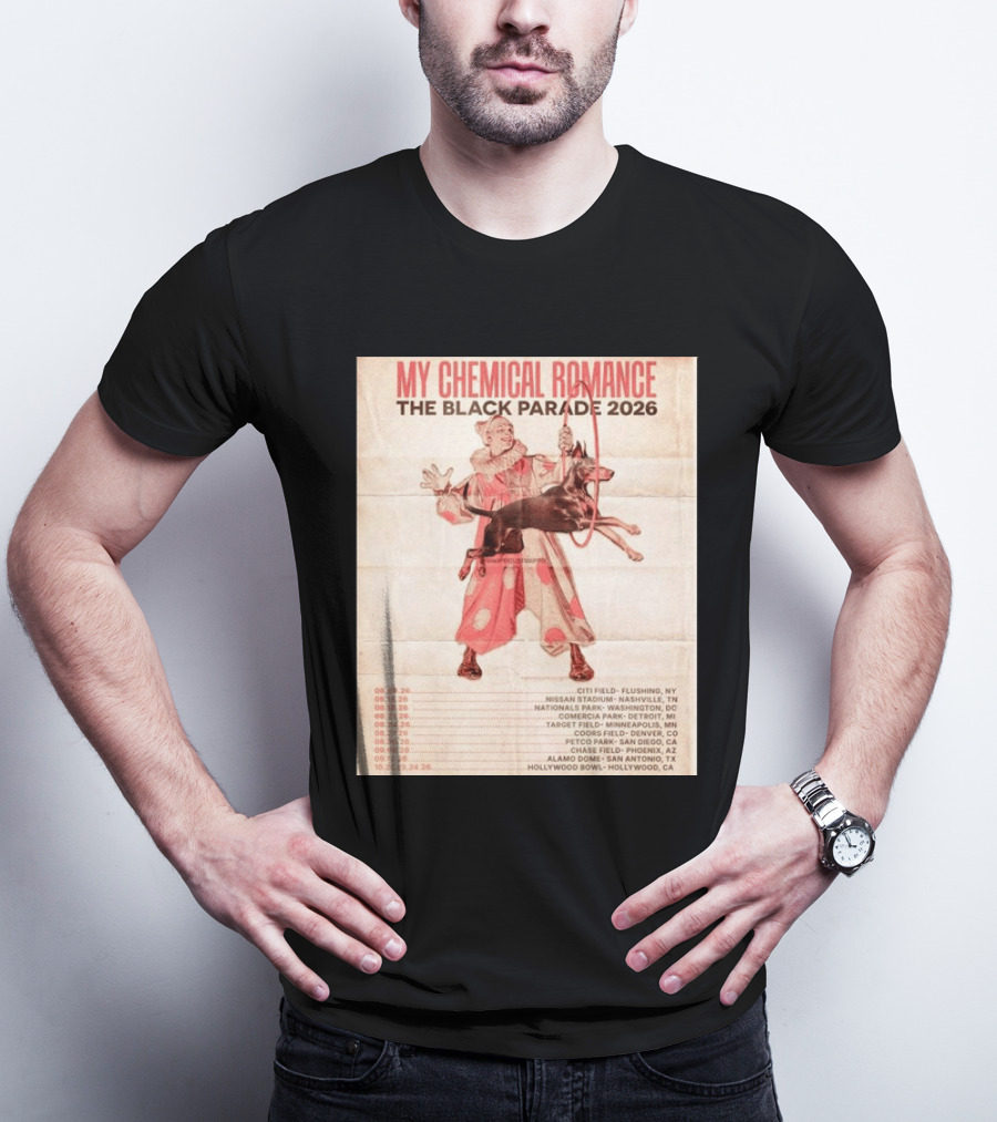 My Chemical Romance The Black Parade 2026 Tour Dates Clown And Dog T-Shirt